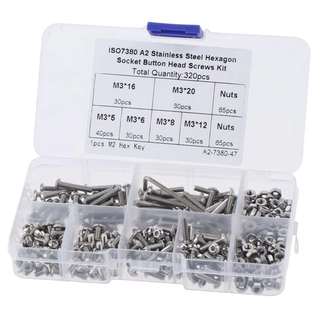 320 PIECES M3 Cap Bolts Screws Metric Bolt Assortment Repairmen EUR 14 ...
