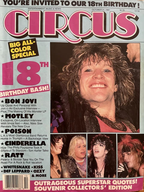 CIRCUS MAGAZINE BON Jovi Motley Crue Poison Ratt October 31, 1987 £12. ...