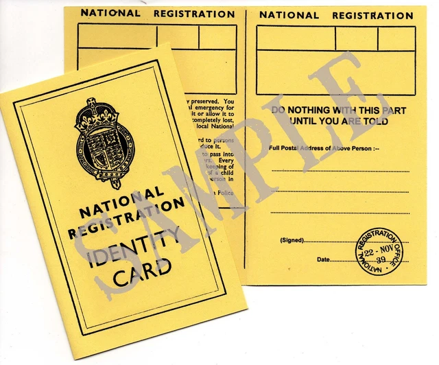 WW2 NATIONAL REGISTRATION CARD - 1939 to 1943 (Exact Copy) $8.04 ...