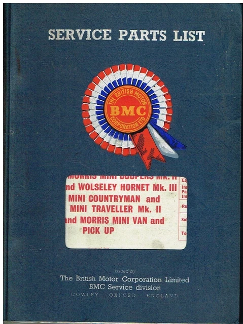 AUSTIN MORRIS MINI Cooper/S Van Pick-Up 1967 Factory Mechanical Parts ...