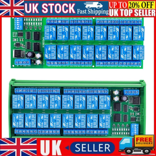 16 CHANNEL MODBUS RTU Switch Module RS485 Relay Module Control Switch ...