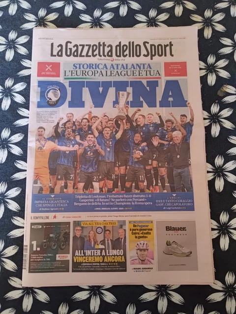 GAZZETTA DELLO SPORT 23/05/2024 Atalanta vince Europa League. EUR 5,00 ... GAZZETTA DELLO SPORT 23/05/2024 Atalanta vince Europa League. EUR 5,00 ...