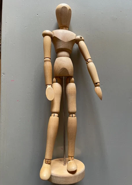 ARTIST MANNEQUIN WOODEN Human Figure Jointed Doll Model 13” £5.00 ...