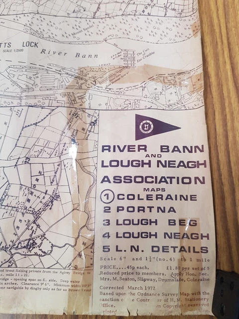 VINTAGE MAP COLERAINE River Bann And Lough Neagh Cutts Lock, £12.99 ...