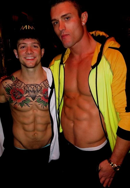 Shirtless Male Beefcake Muscular Athletic Hunks Hot Guy Duo Photo 4x6
