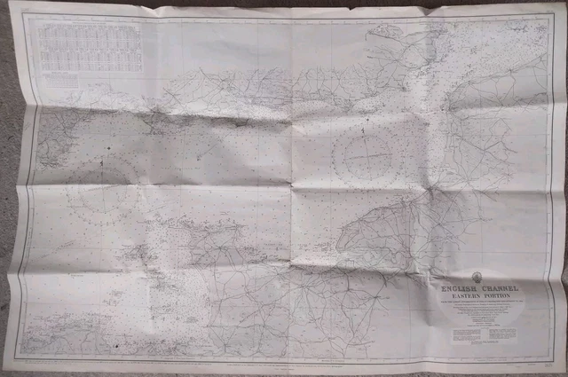 ORIGINAL VINTAGE 1955 Hydrographic English Channel Chart Map Eastern ...