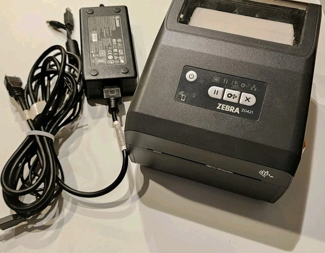 ZEBRA ZD421 DIRECT Thermal Barcode Label Printer ZD4A042-D01E00EZ w/ AC ...