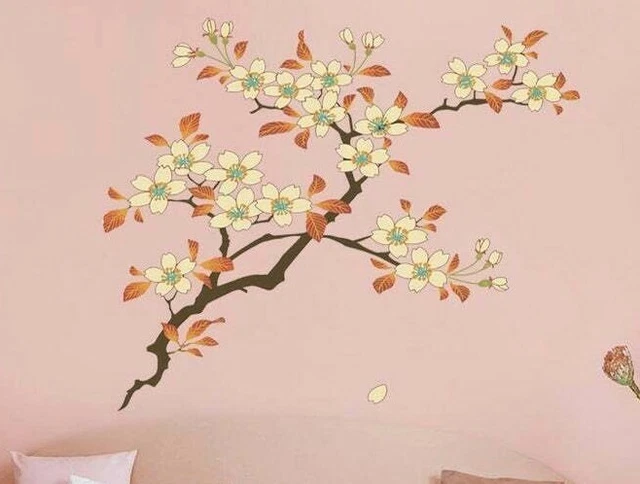 SAKURA BRANCH STICKER, Cherry Blossoms Wall Decals, Japanese Tree Wall ...
