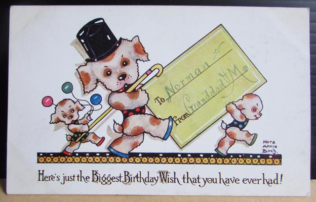 OLD NORA ANNIE Birch Artist Signed Birthday Greetings Postcard £2.50 ...