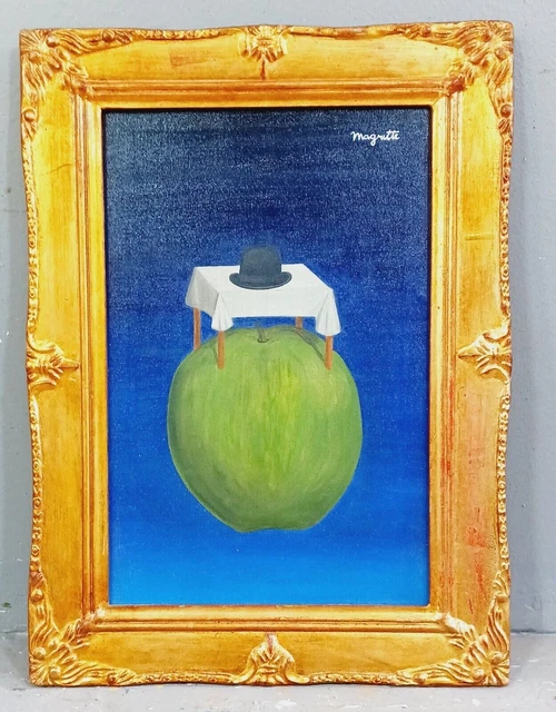 SUPERBE HUILE SUR Toile Rene Magritte 1954 Avec Cadre A La Feuille D'or ...