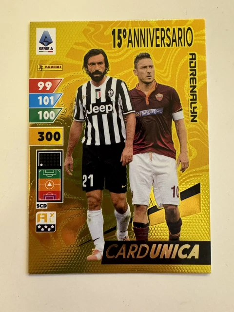 CALCIATORI ADRENALYN XL 2024-2025 Card Unica 15 Nniversario Totti/Pirlo ...