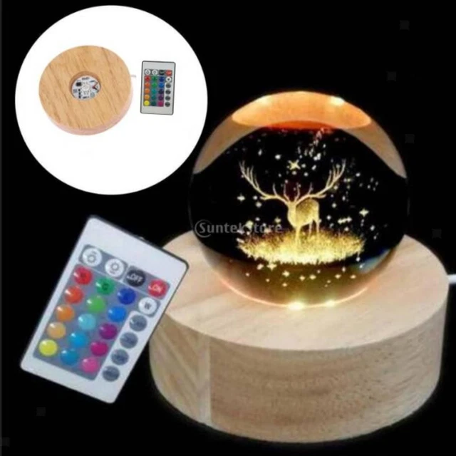WOOD LAMP PEDESTALS Display LED Light Base Holder for Crystals Crafts ...