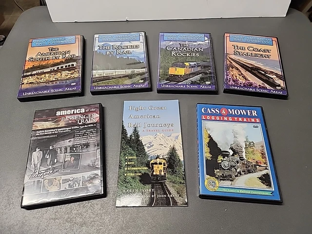 8 GREAT AMERICAN RAIL JOURNEYS 4 DVD'S & American Pass Trains, Cass ...