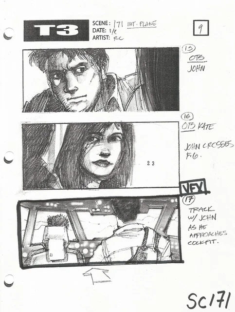 TERMINATOR 3 ORIGINAL production used T3 storyboards sheets scene 171 ...