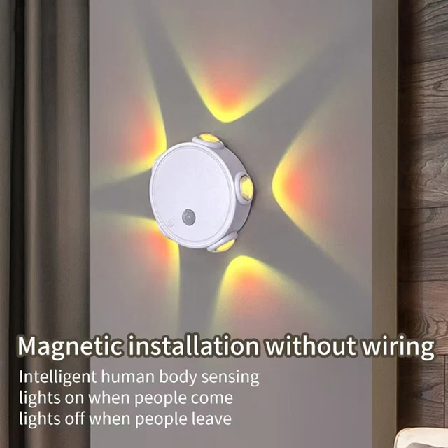 RGB MAGNETIC NIGHT Light PIR Motion Activated Rechargeable Ambient ...