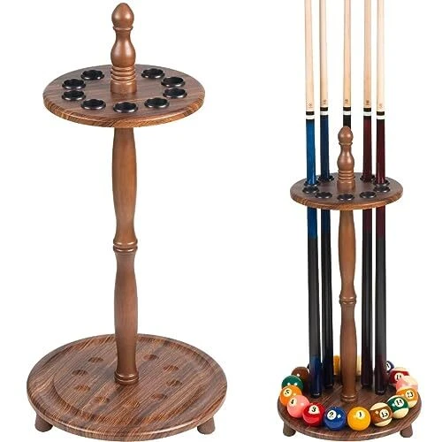 POOL STICK HOLDER Floor Stand,Billiard Cue Rack Holds 10 Cues and Dark ...