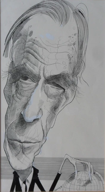 JOHN MOLLE B1962 Grande Originale Firmato Penna E Inchiostro Cartoon' J ...