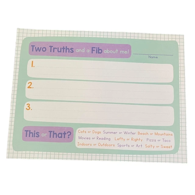 TWO TRUTHS AND A Fib Plus This Or That Worksheets 30x3 $9.00 - PicClick