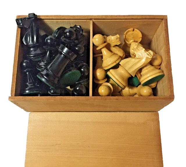 RARE VINTAGE LARGE Wooden French Lardy Chess Set Pieces 4 1/4" King ...