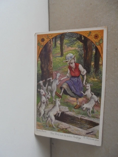 MÄRCHEN KÜNSTLER AK Der Wolf und die sieben Geißlein nicht gel. EUR 2,00 - PicClick DE