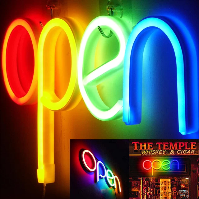 LED SCHILD DISPLAY Leuchtreklame Werbung Sign Neon GEÖFFNET Bar Open ...