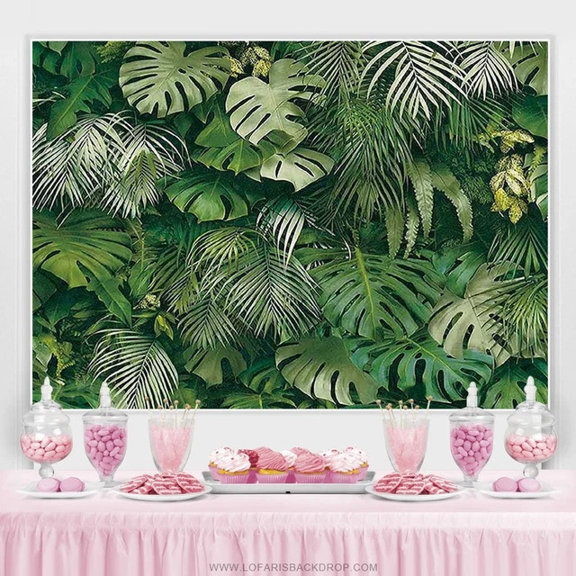 DARK GREEN LEAVES Nature Spring Birthday Party Backdrop $37.84 ...