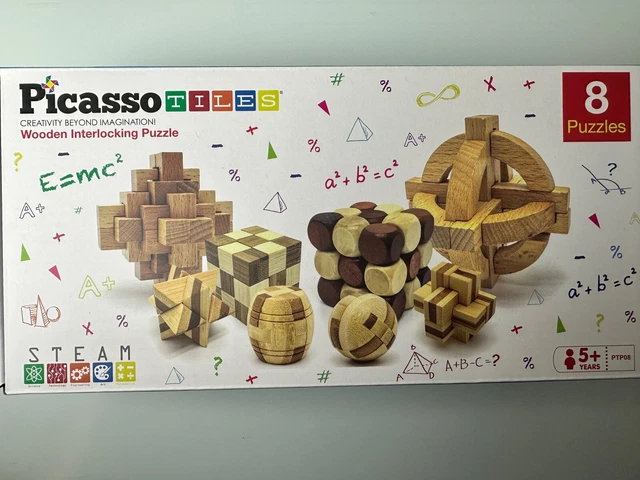 PICASSO TILES WOODEN 3D Interlocking Puzzles 8 Total Puzzles Great ...