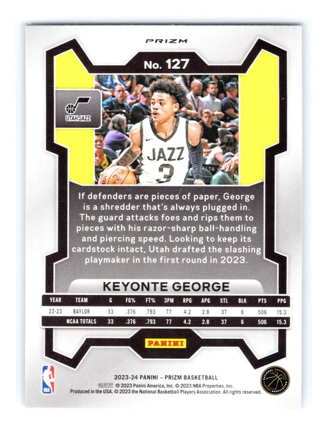 2023-24 PRIZM BASKETBALL #127 Keyonte George RC Rosso Bianco & Blu ...