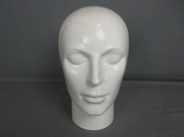 VINTAGE WHITE CERAMIC Display Female Male? Mannequin Head Vanity ...