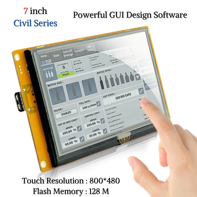 7INCH HMI TFT LCD Touchscreen Display easy GUI Software Support Arduino ...