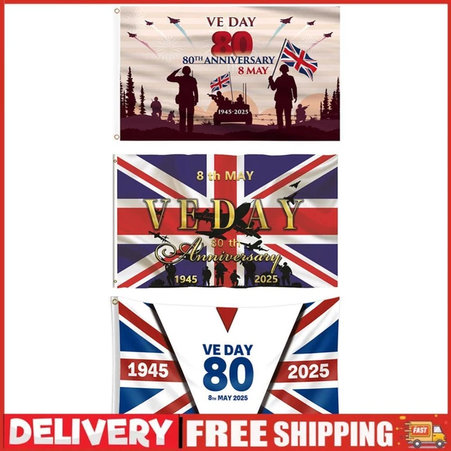2025 VE DAY 80th Anniversary Flags 3x5 Ft Memorabilia Flag with Brass ...