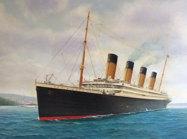 ORIGINAL OIL PAINTING. Signed. 1999. RMS Titanic liner/ ship. White ...
