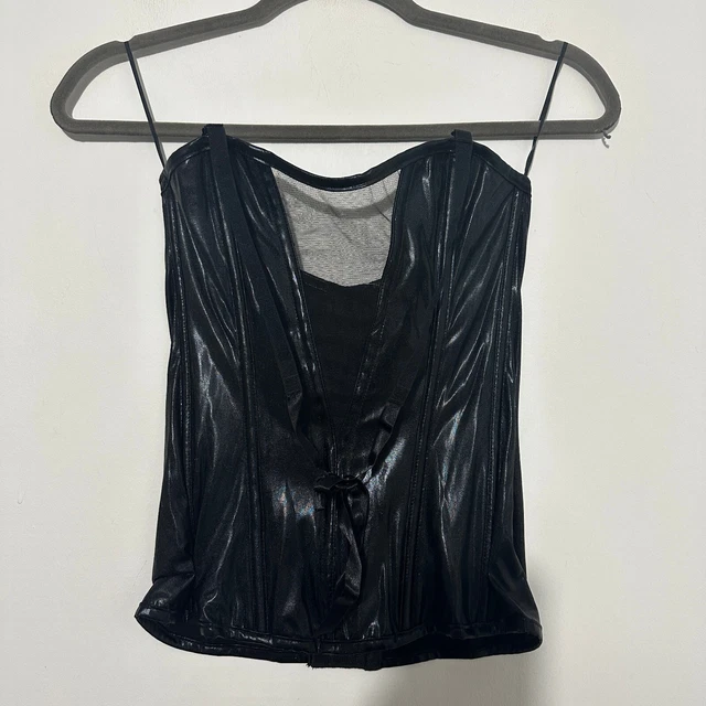 Ann Summers Ladies Anya Wet Look Corset Lingerie Polyester Black Size 8