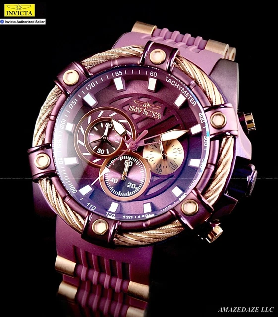 NEW INVICTA MEN'S 52mm BOLT VIPER Chronograph Stainless Steel PURPLE ...