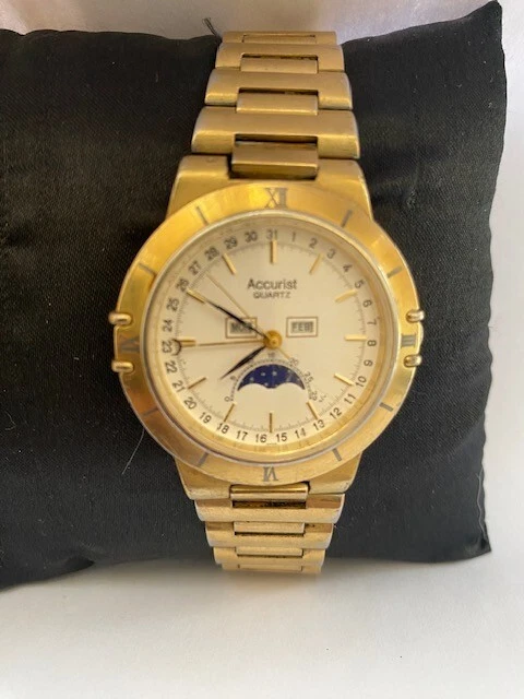 ACCURIST MENS VIntage Moon phase Date&Day Quartz Bracelet Watch 293000 ...