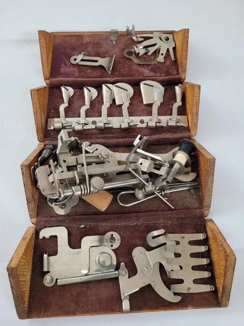 RARE SINGER SEWING Machine Machinist Tool Set in Wooden Box Patented ...