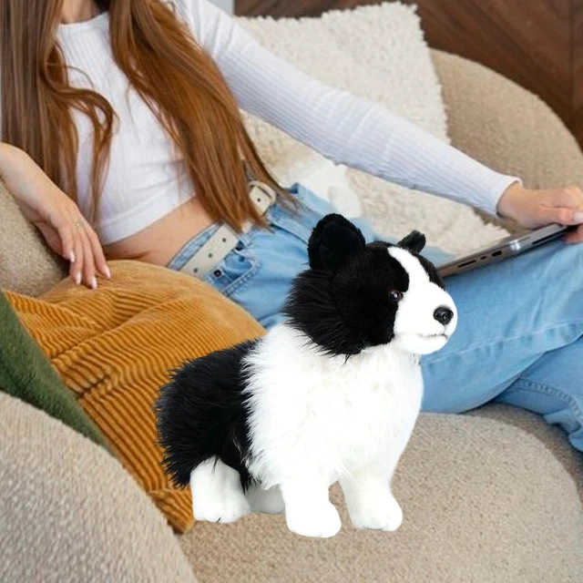 STUFFED ANIMALS BORDER Collie Cute Realistic Black and White Puppy ...