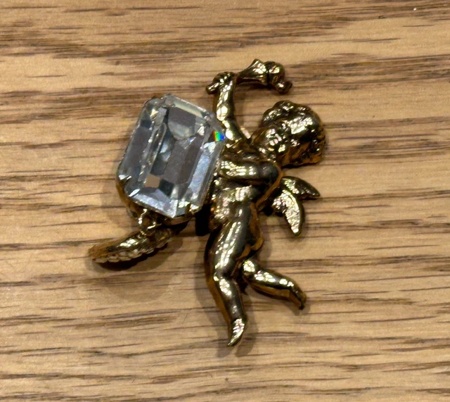 RARE VINTAGE KIRKS Folly Large Cherubs Earrings Rhinestone - Unworn £37 ...