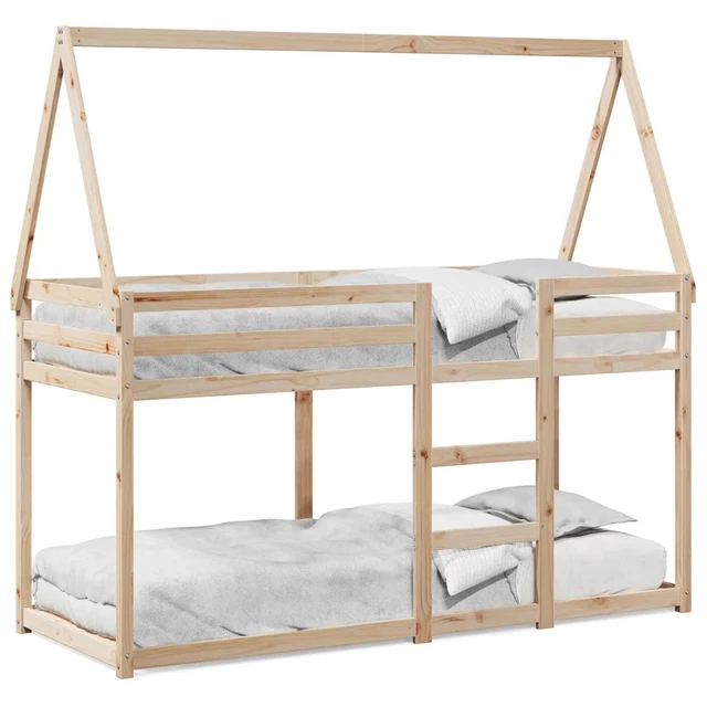 WALPLUS BUNK BED Frame Solid Pine Wood Without Mattress 90x200 cm £199. ...