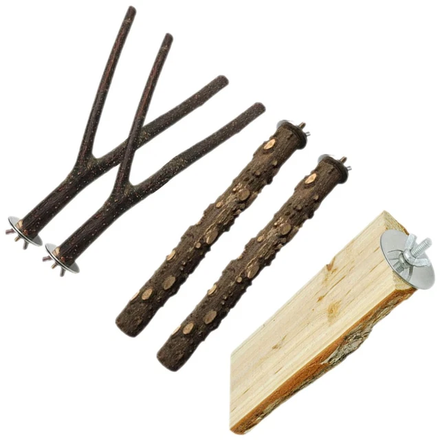 5 PCS PARROT Perches Wood Bird Stand Rod Paw Grinding Stick Toy for ...