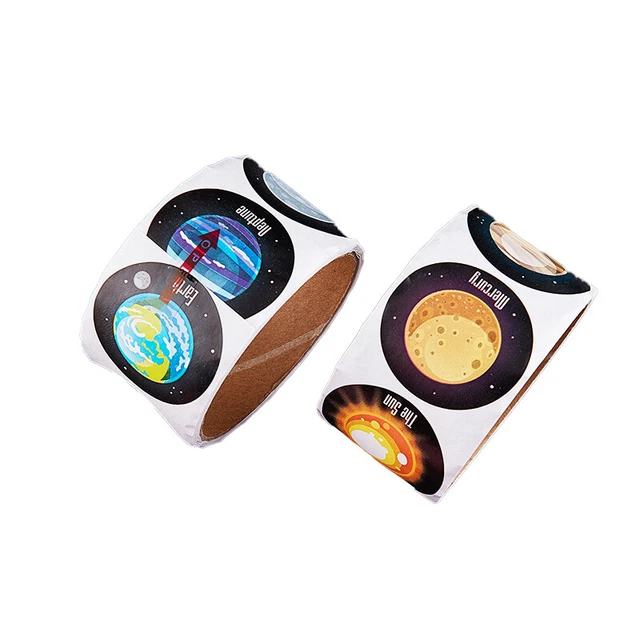 100 SHEETS/ROLL SOLAR System Planets Birthday Party Decoration Seal ...