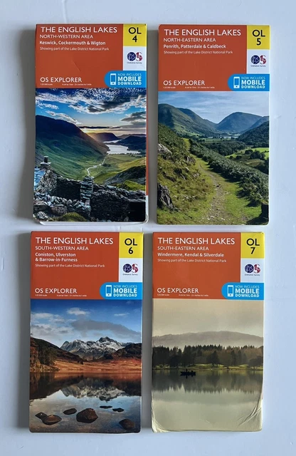 OS EXPLORER MAPS (OL4-7) (+ Free Soft Feel Map Case) £42.32 - PicClick UK