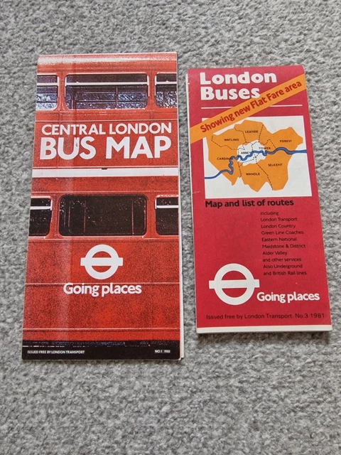 LONDON BUSES MAP and List of Routes (x2) (1981) £2.00 - PicClick UK