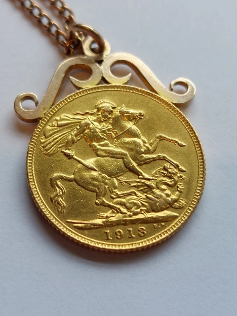 FULL GOLD SOVEREIGN pendant And 9ct Gold Chain. £454.00 - PicClick UK