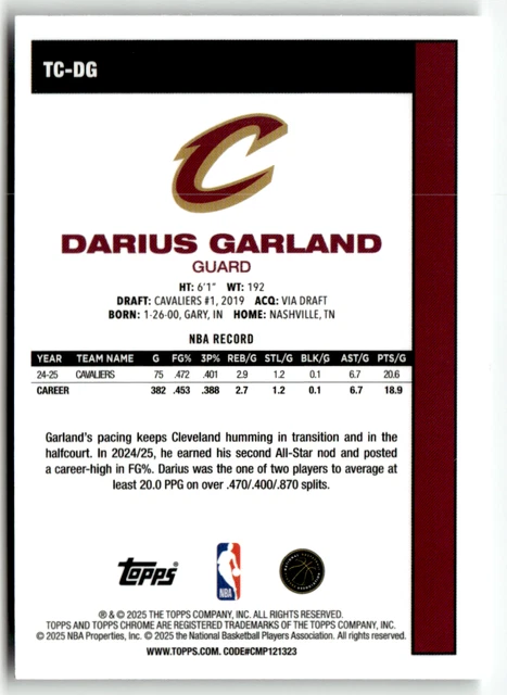 2025 TOPPS FLAGSHIP NBA N º Tc-Dg Darius Garland Mojo Refractor EUR 2 ...