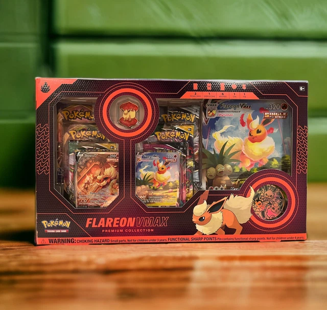 FLAREON VMAX POKÉMON TCG Eevee Evolution VMAX Premium Collection Box ...