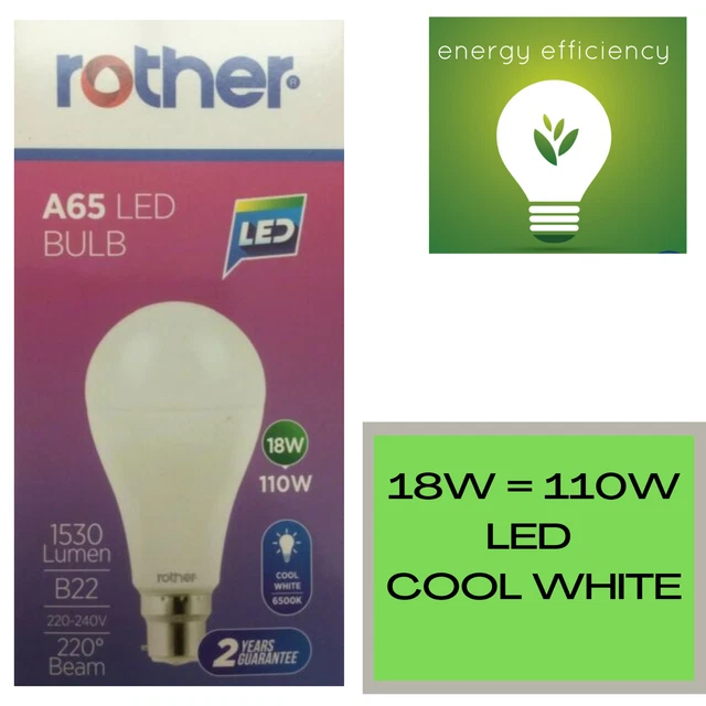 ROTHER LED BULB 78W = 110W BC GLS B22 Cool White 1530L Energy Saving ...