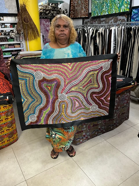 SHARON BUTCHER ABORIGINAL Artist Painting SACRED WATER HOLE DRINK ...
