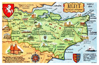 POSTCARD MAP OF KENT (Ref Z16) £4.50 - PicClick UK