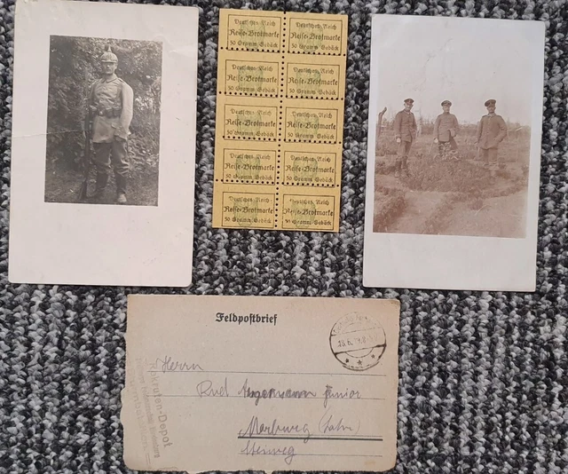 ORIGINAL GERMAN WW1 world war one photographs/feldposbrief. ration Card ...